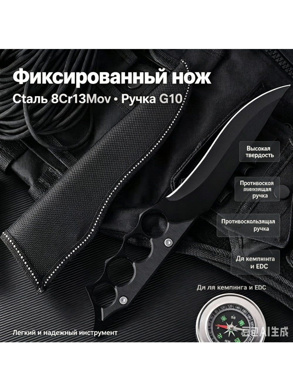 Легкий Фиксированный Нож 8Cr13Mov, Ручка G10, Для Кемпинга, Нарезки Фруктов И EDC