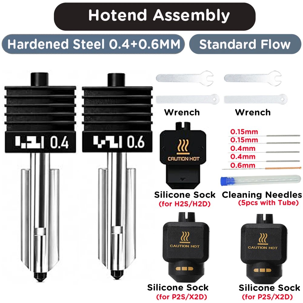 Комплект хотэнда Limits для Bambu Lab P2S X2D с съемными соплами Stand 0.4 0.6mm Kit
