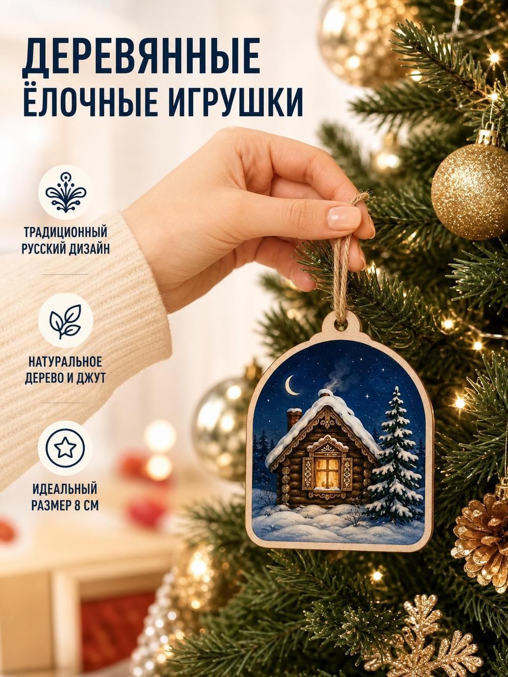 Деревянные подвески и кулоны для рождественского декора