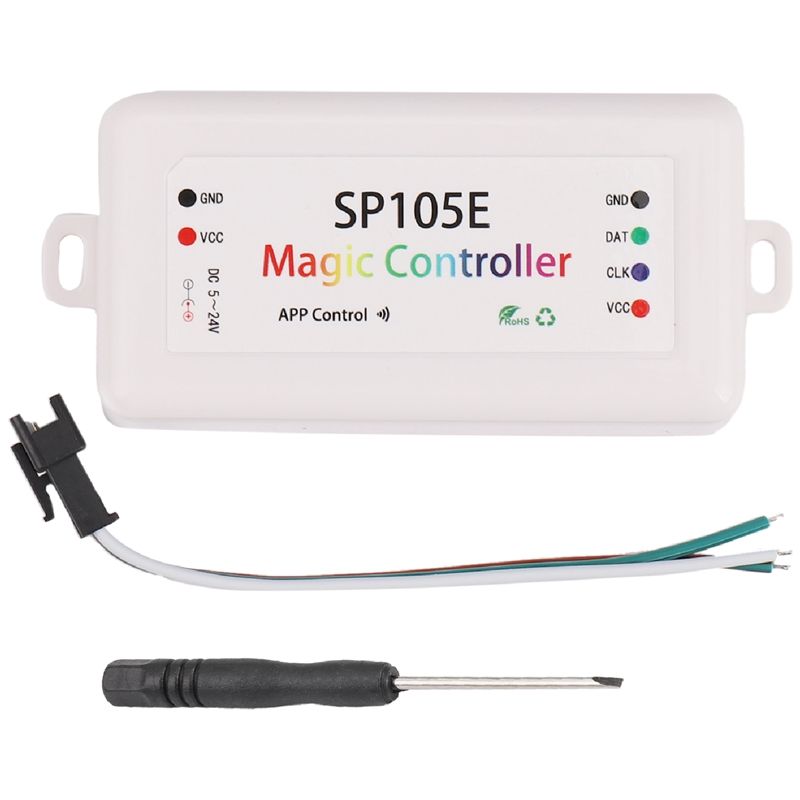 SP105E Bluetooth контроллер: управление через "Magic-LED" APP, совместим с WS2811, WS2812B, WS2801 / SK6812, APA102 адресуемый программируемый модуль светодиодной ленты, DC5V-24V для iOS/Android.