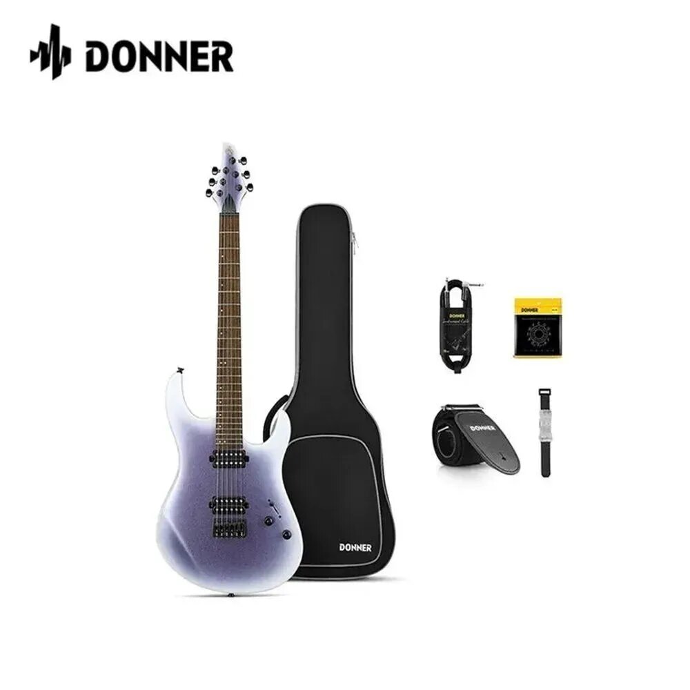 Электрогитара Donner DMT100, фиолетовый цвет, предусилитель, регулировка громкости