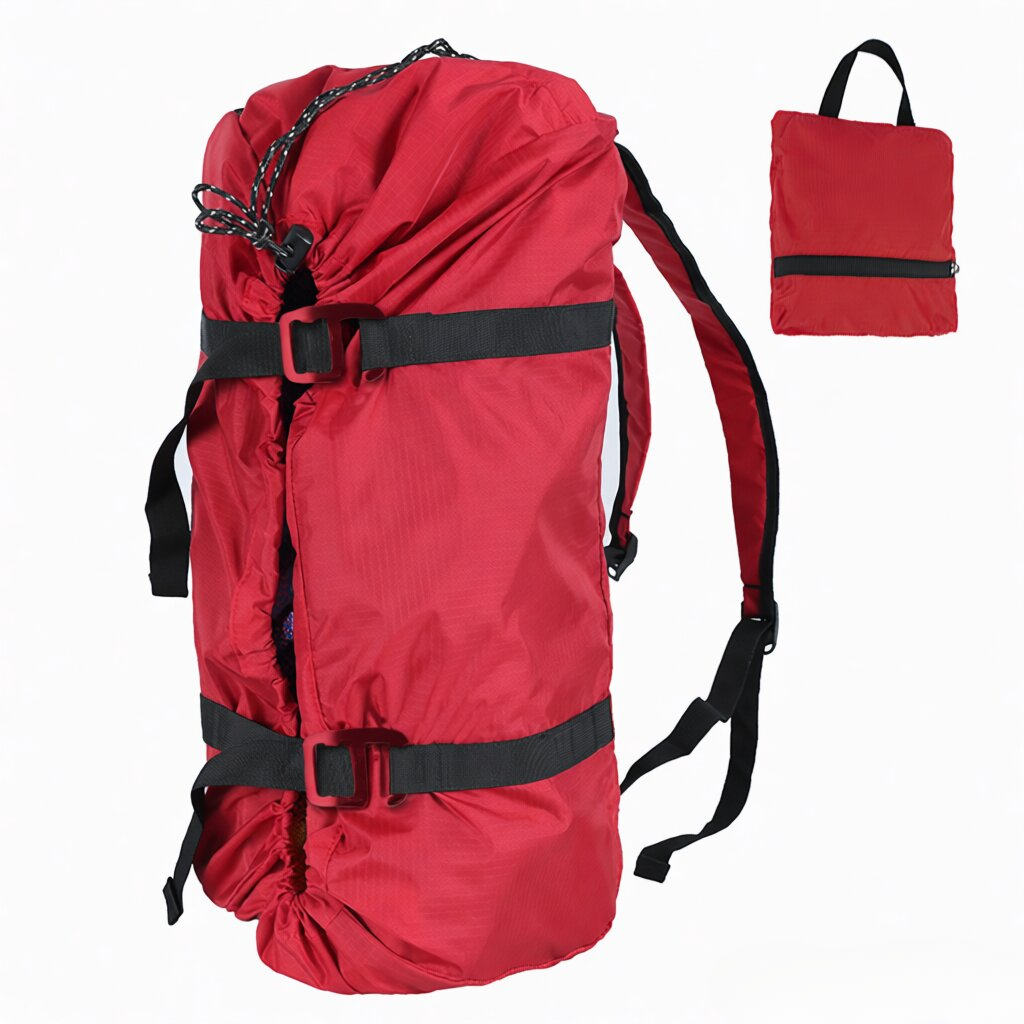 Сумка для альпинистской веревки наружного использования складная водонепроницаемая для хранения оборудования для альпинизма и кемпинга, материал: оксфорд, цвета: черный/красный/оранжевый, размер: 48*24*24см, вес: 360г, количество в упаковке: 1 шт.