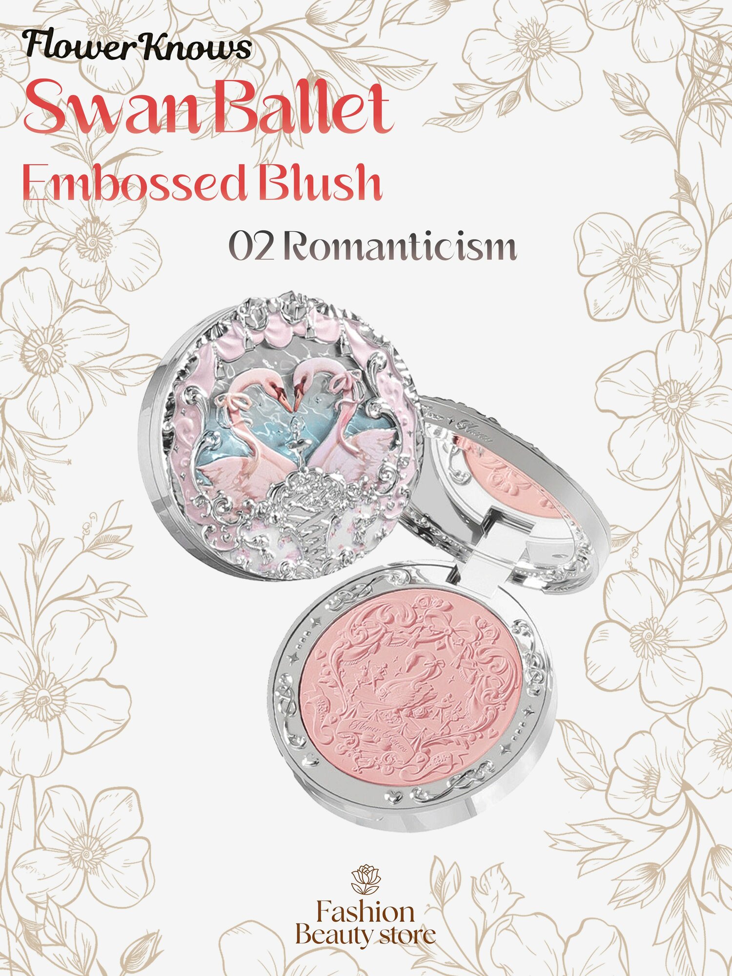 Рельефные румяна Flower Knows Swan Ballet Embossed Blush 01 Niveous Swan оттенок 01 номер 01