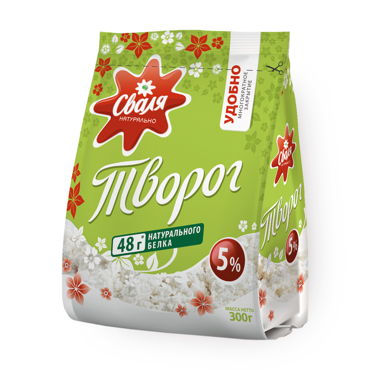 Творог Сваля, 5 % жирности, рассыпчатый, 300 граммов, 1 упаковка