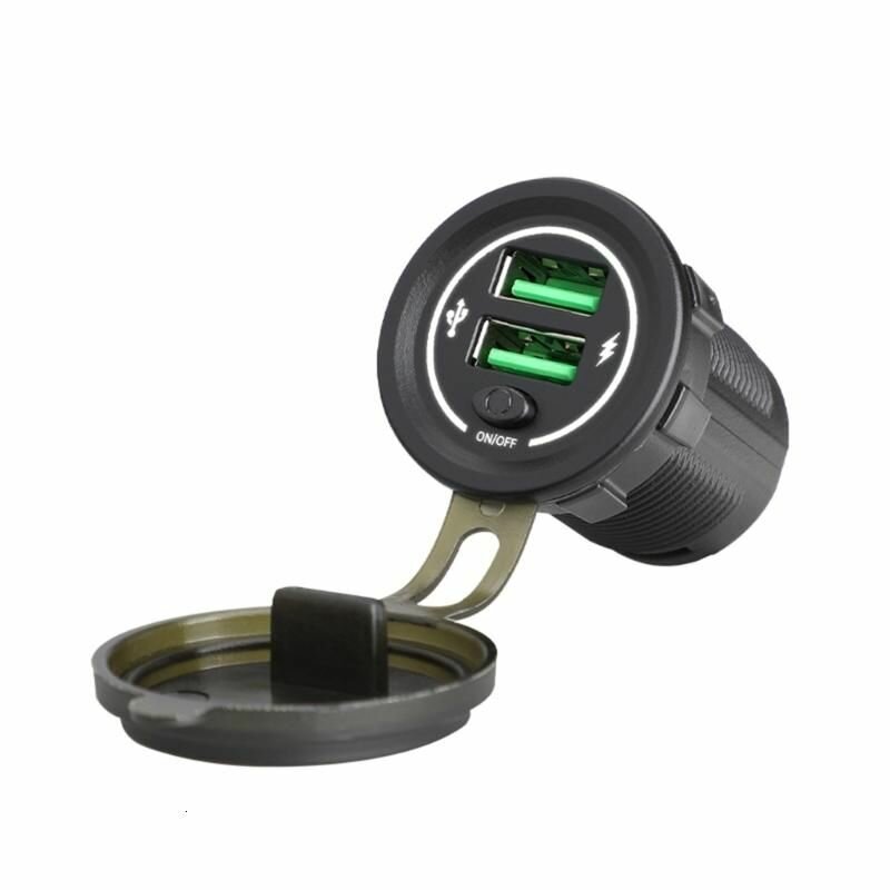 Двойное USB-зарядное устройство 36W для мотоциклов, Белый