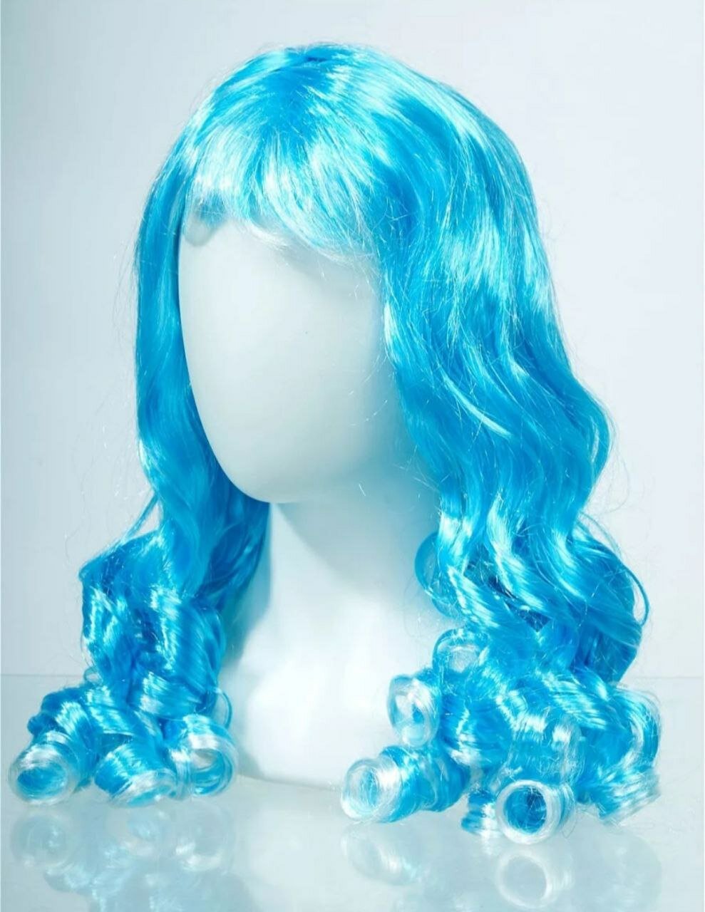 Парик "Мальвина", карнавальный, голубой, кудрявый, длина 30см