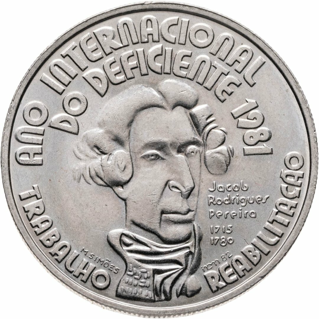 Португалия 100 эскудо escudos 1982 Международный год инвалидов, Мельхиор медь-никель, в сохранности AU-UNC