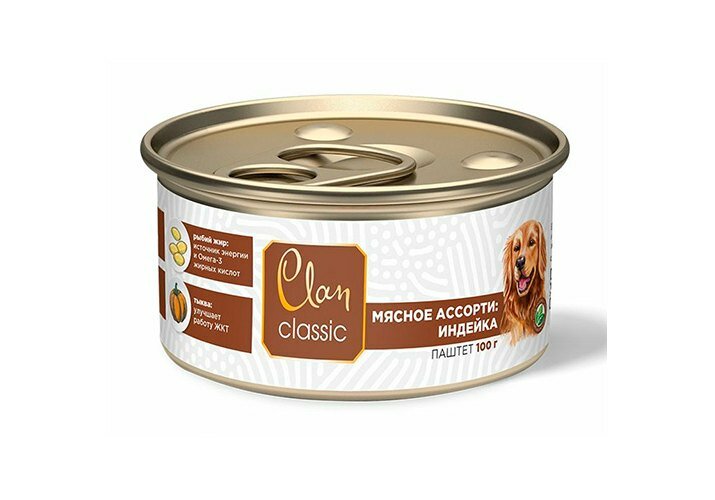 CLAN CLASSIC Консервы д/собак Мясное Ассорти с Индейкой паштет