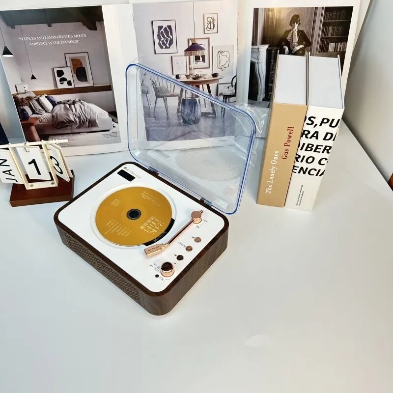 Портативный CD-плеер для дома и путешествий, золотистый корпус, верхняя загрузка диска, HiFi — фото 1