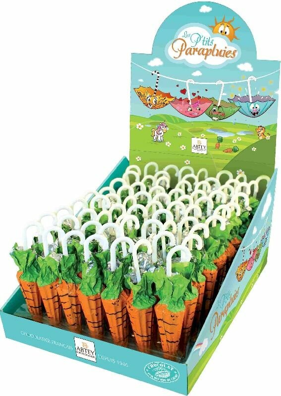 Конфеты ABTEY Фигурки из молочного шоколада, морковки, 70шт х 12г (блок) 840г