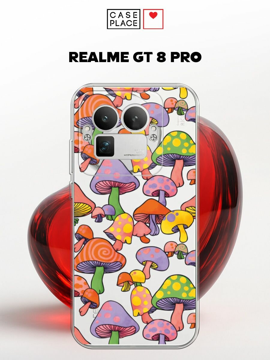Чехол на Realme GT 8 Pro / Реалми GT 8 Про с принтом Цветные грибы