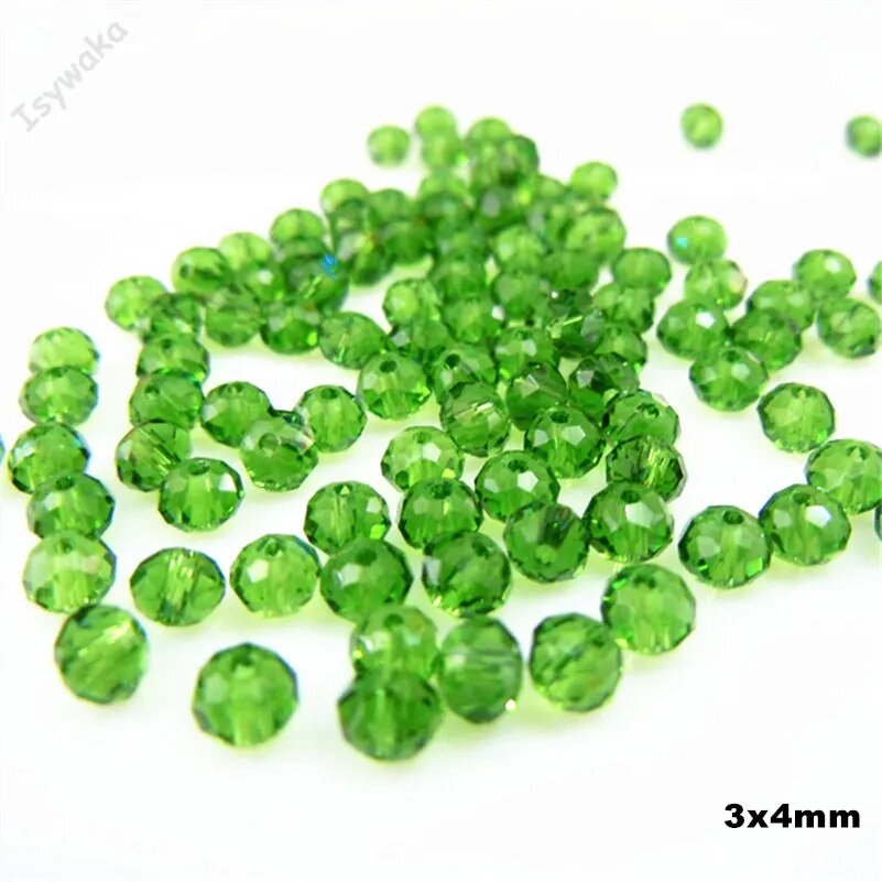 Бусины Isywaka глубокий синий 3*4 мм хрусталь 125 шт Изумрудный, Deep Green