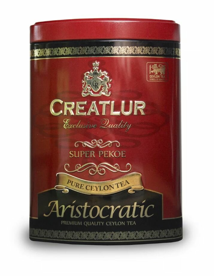 Чай Creatlur Aristocratic Super Pekoe Черный Цейлонский Особокрупнолистовой, 100 грамм Ж/Б