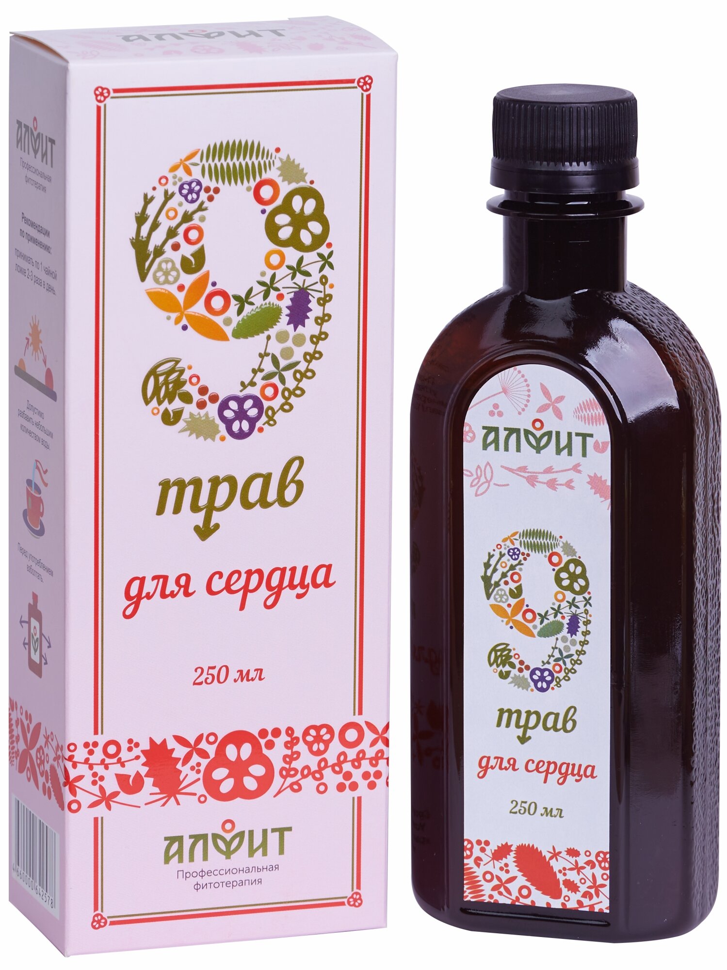 Для сердца 9 трав, бальзам из уникальных алтайских трав от бренда "Алфит", 250 мл