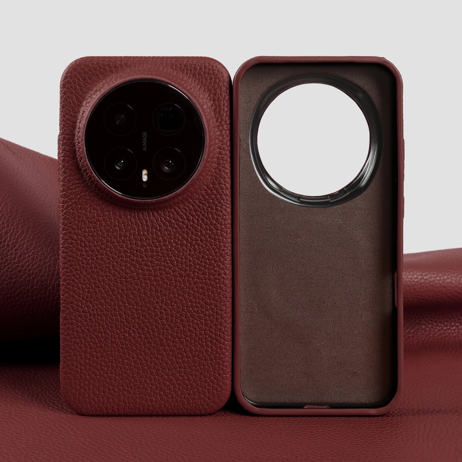 Бордовый чехол из кожи для Honor X9C Saddle Red 6212