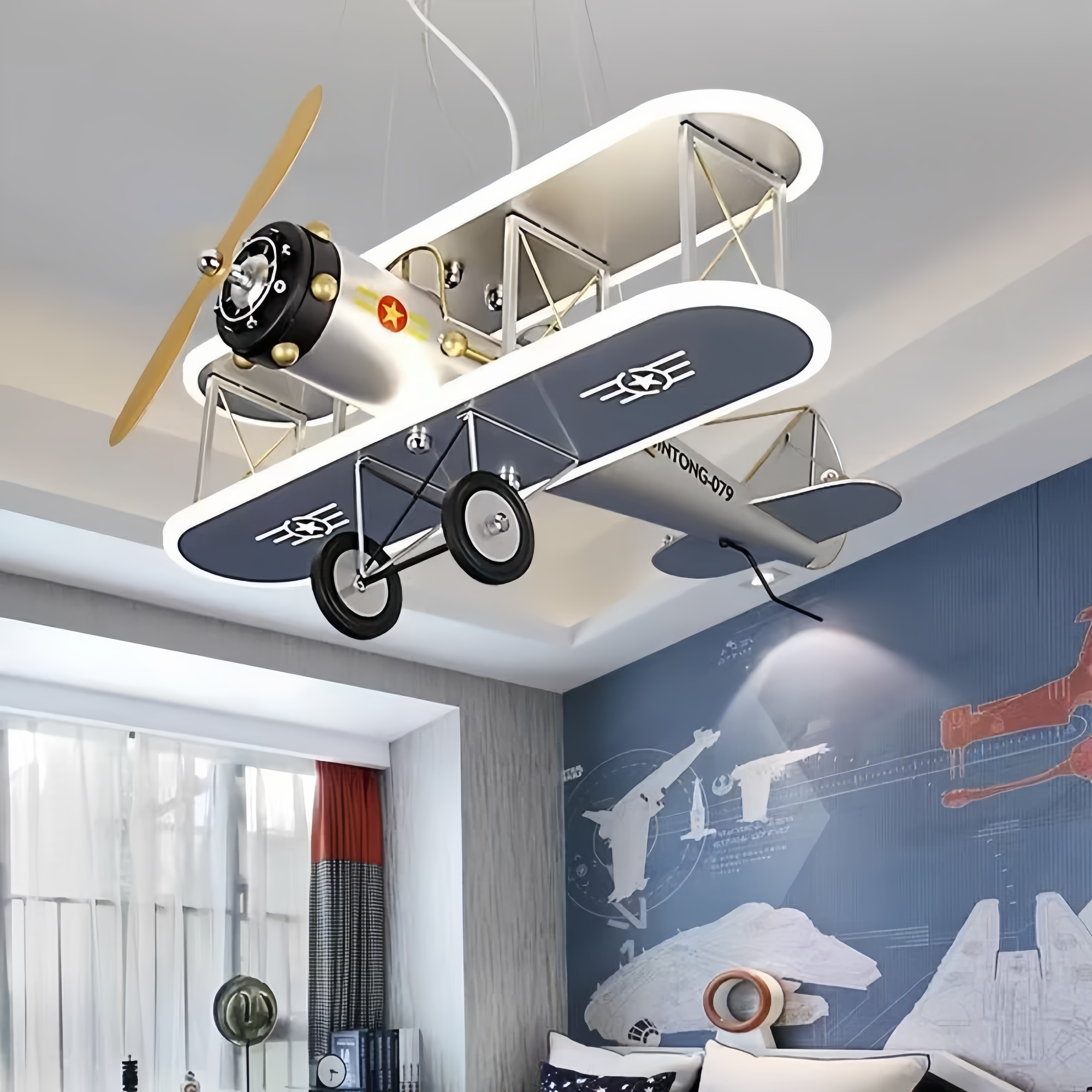 Потолочная люстра для детской спальни/светодиодный потолочный светильник в форме самолета