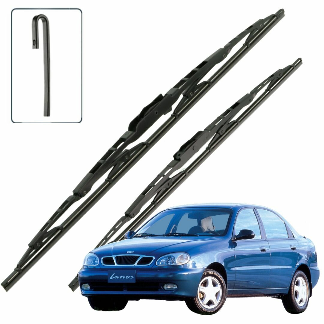 Дворники Daewoo Sens (1) T100 / Дэу Сенс T100 седан 2002 - 2007 Щетки стеклоочистителя каркасные для автомобиля 500мм-500мм к-т 2шт.