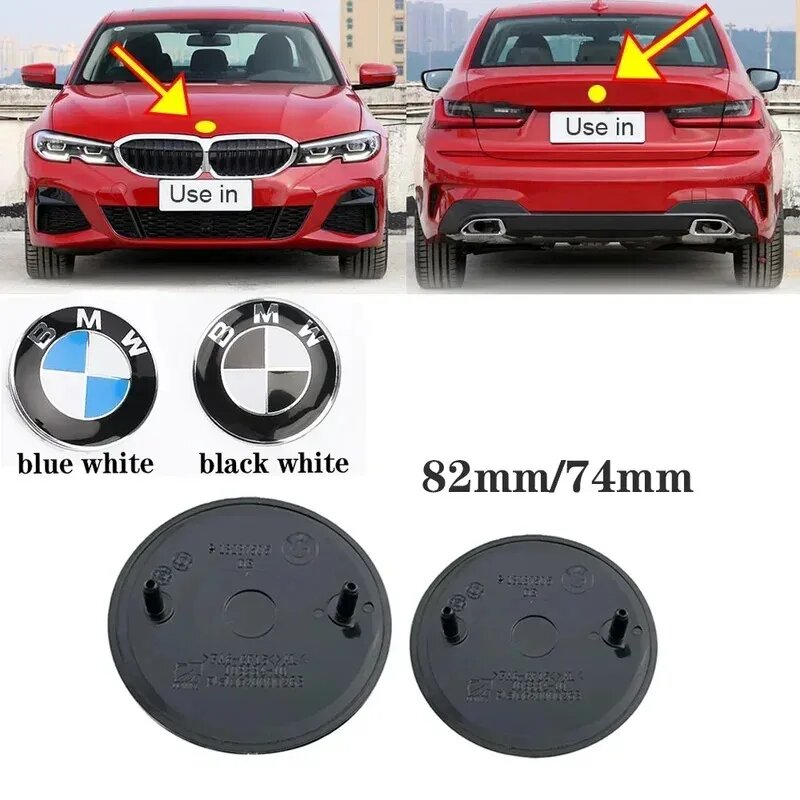 2 шт. 74 мм 82 мм Эмблема-значок для багажника автомобиля BMW E46 E39 E87 E90 E28 E53 E30 E60 E34 E36 E61 E62 E70 E91 E92 — фото 1
