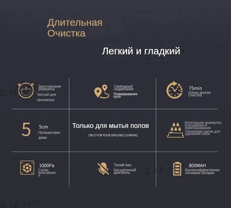 Робот-пылесос автоматический для сухой уборки пола с контейнером, черный — фото 1
