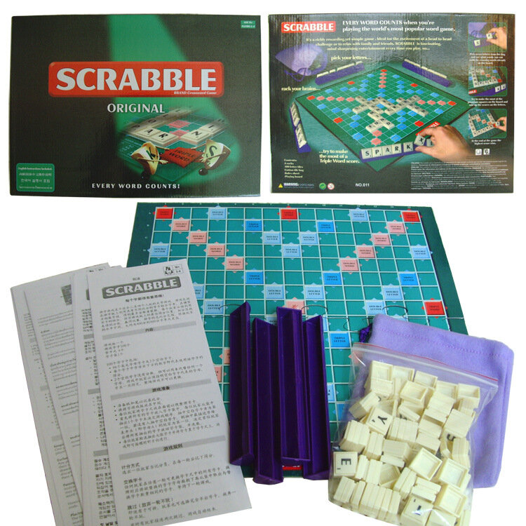 Игра Scrabble с английскими, французскими и испанскими буквами для развития словарного запаса и семейного веселья