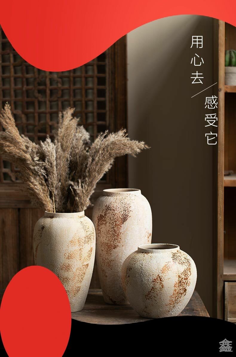 Эксклюзивная ваза для цветов в стиле ретро, изготовленная из грубой керамики, предназначена для декорирования домашнего интерьера, модель Китай