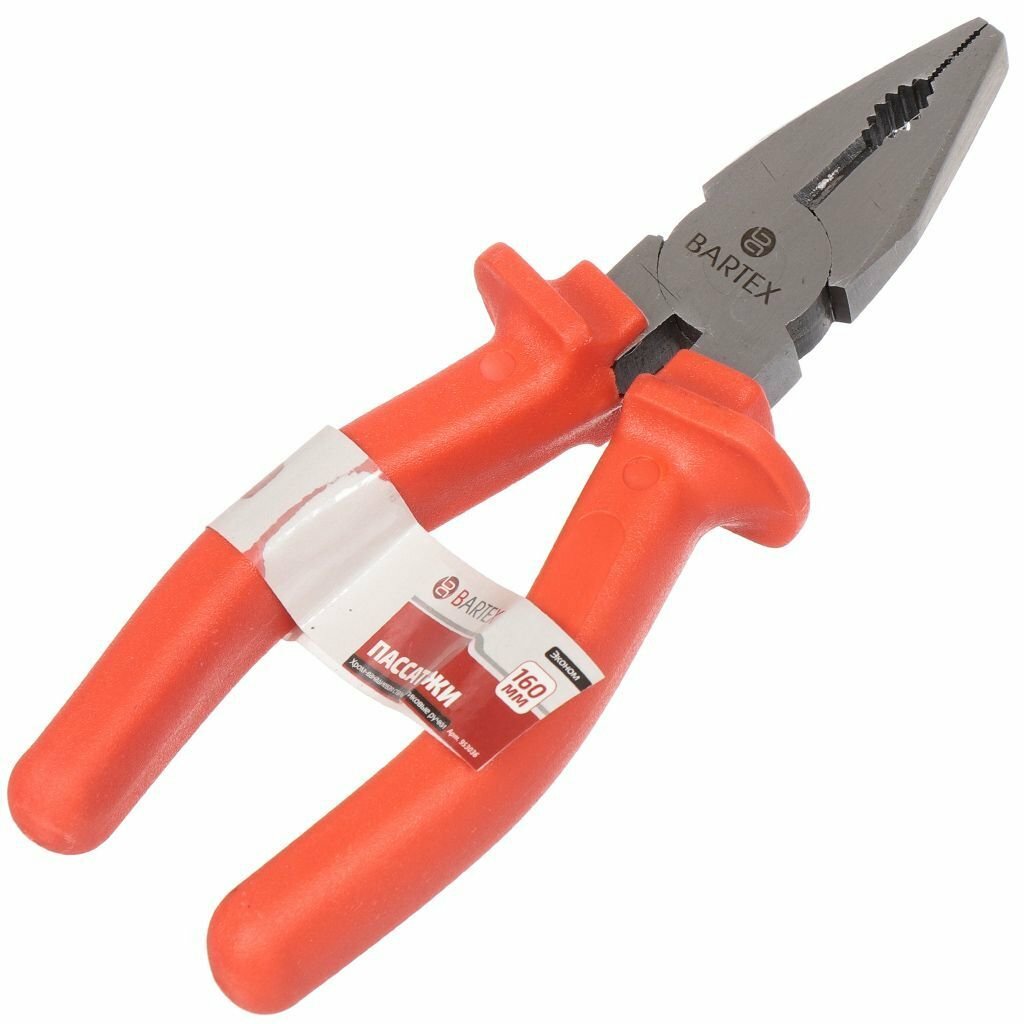 Пассатижи 160 мм, прямые, углеродистая сталь, Bartex, Эконом, 953036.1080