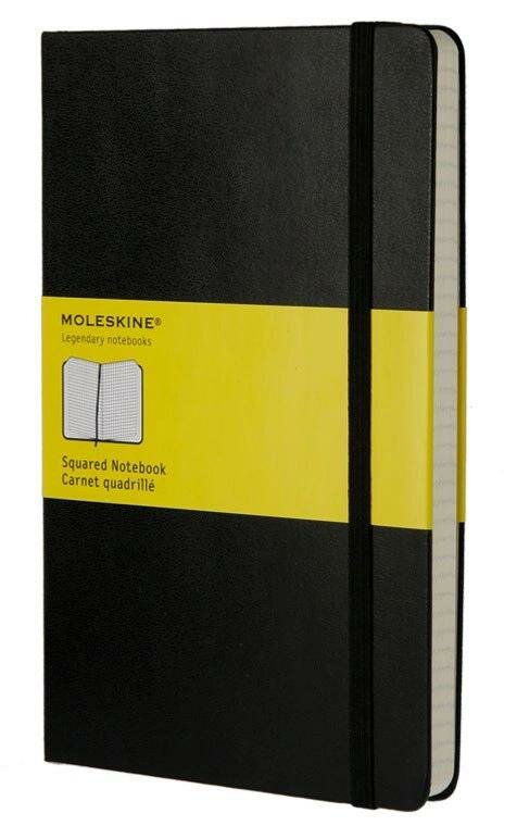 Блокнот Moleskine Classic Large 130х210 мм, 240 стр, клетка твердая обложка, черный (QP061)