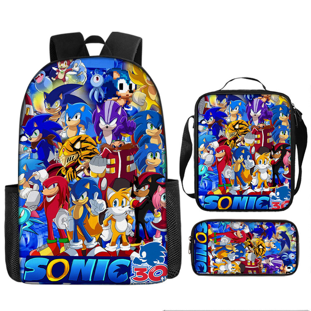Специальная трансграничная поставка периферийных устройств аниме Sonic для мальчиков и девочек, милых мультяшных принтов, рюкзаков, сумок на плечо, пеналов.