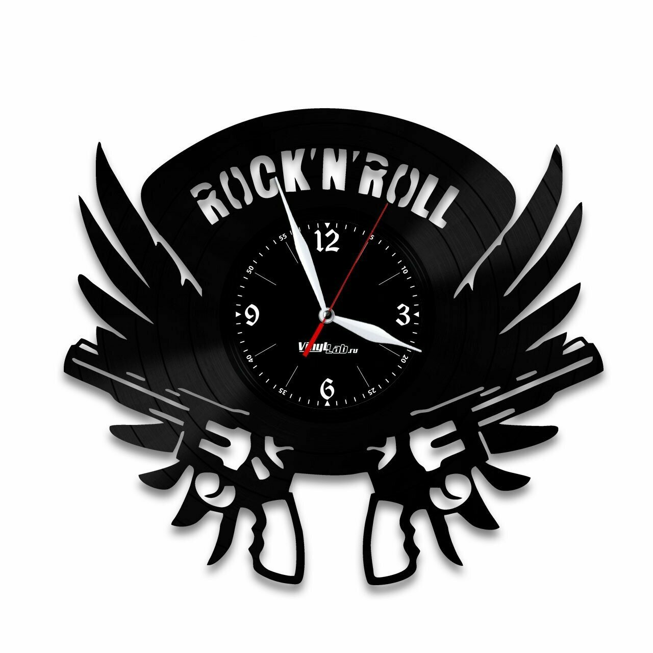 Часы из виниловой пластинки (c) VinylLab Rock'n'Roll, диаметр 30 см