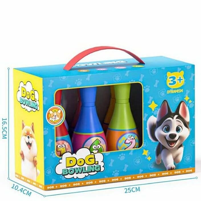 Боулинг детский КНР Dog, в комплекте кегли с цифрой 6 штук, шар 2 штуки, в коробке