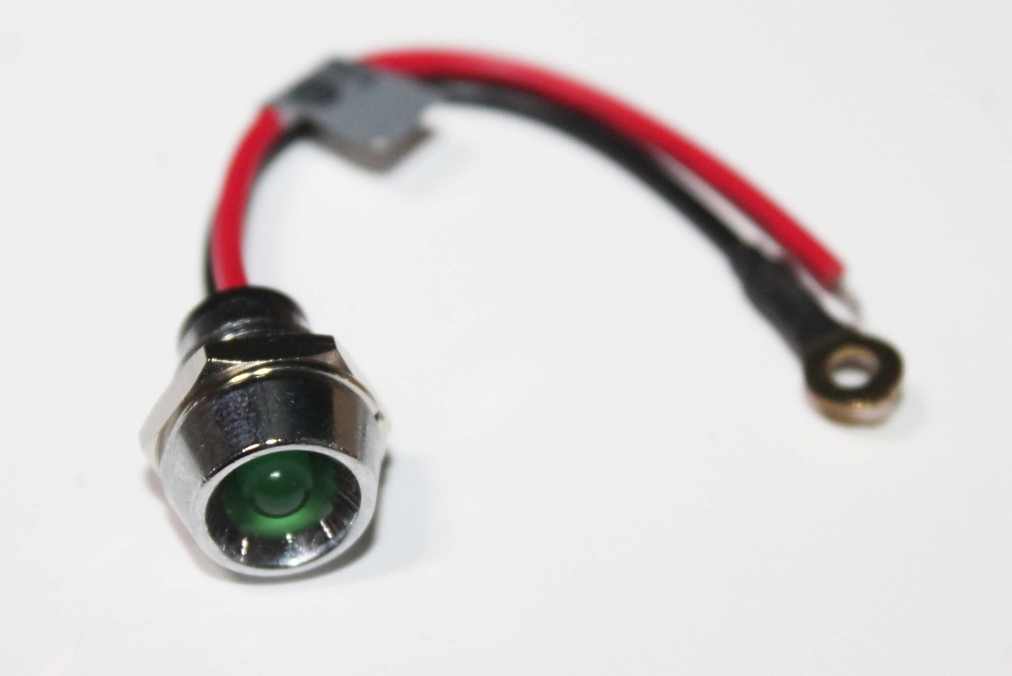 Лампа индикаторная 12В светодиод. ф5мм, в хромир. латун. корпусе, с проводом, зеленая / Автоэлектроника / R934LG(1720114)