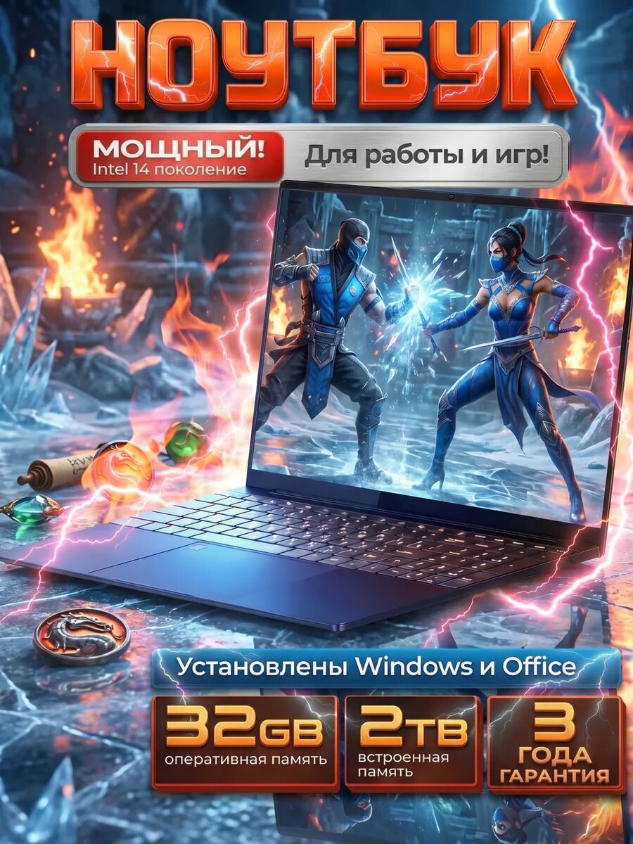 Ноутбук Intel Core i9-13900HX, 32GB RAM, 2048GB SSD, 2026 + Office