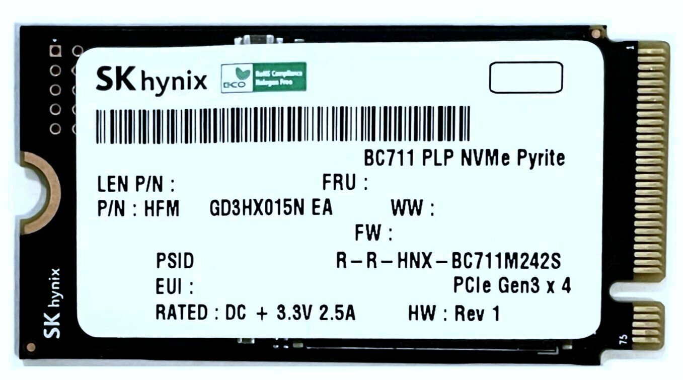 Твердотельный накопитель 256GB M.2 2242 NVMe SK hynix BC711 HFM256GD3HX015N