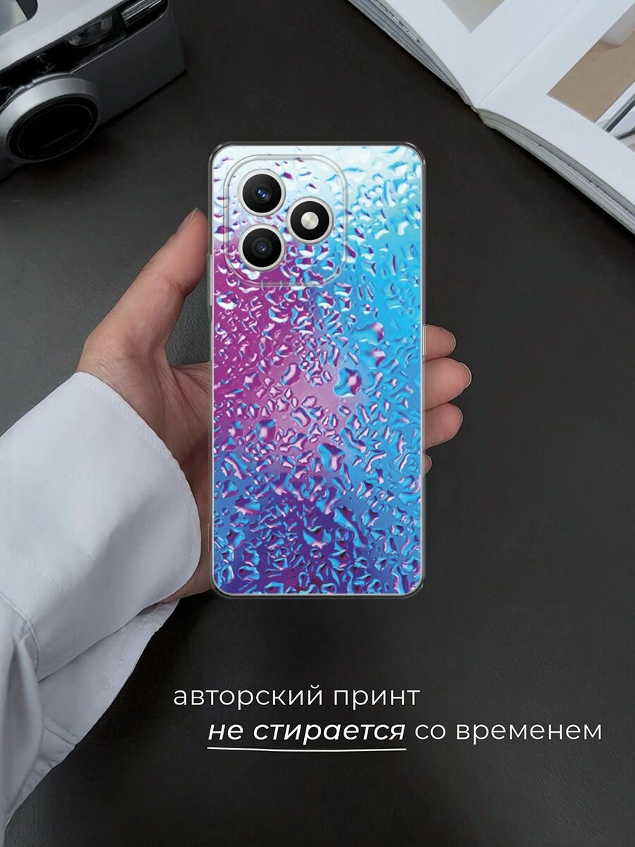 Силиконовый чехол на Honor X8d / Хонор X8d с принтом Капли на стекле — фото 1