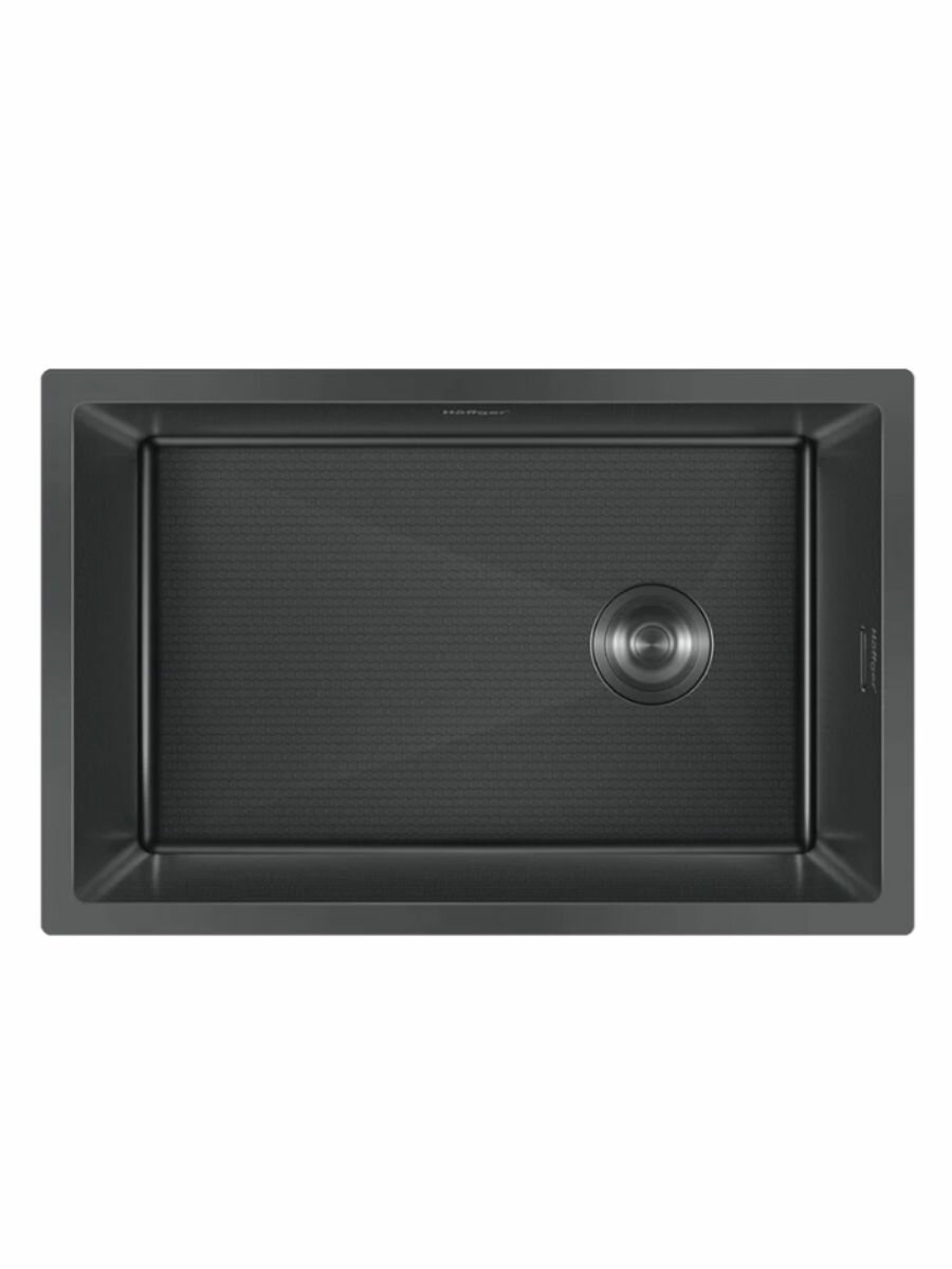Мойка для кухни, раковина для кухни Hoffger 6844T Соты PVD Black из нержавеющей стали AISI 304, подстольная, врезная, интегрированная, накладная