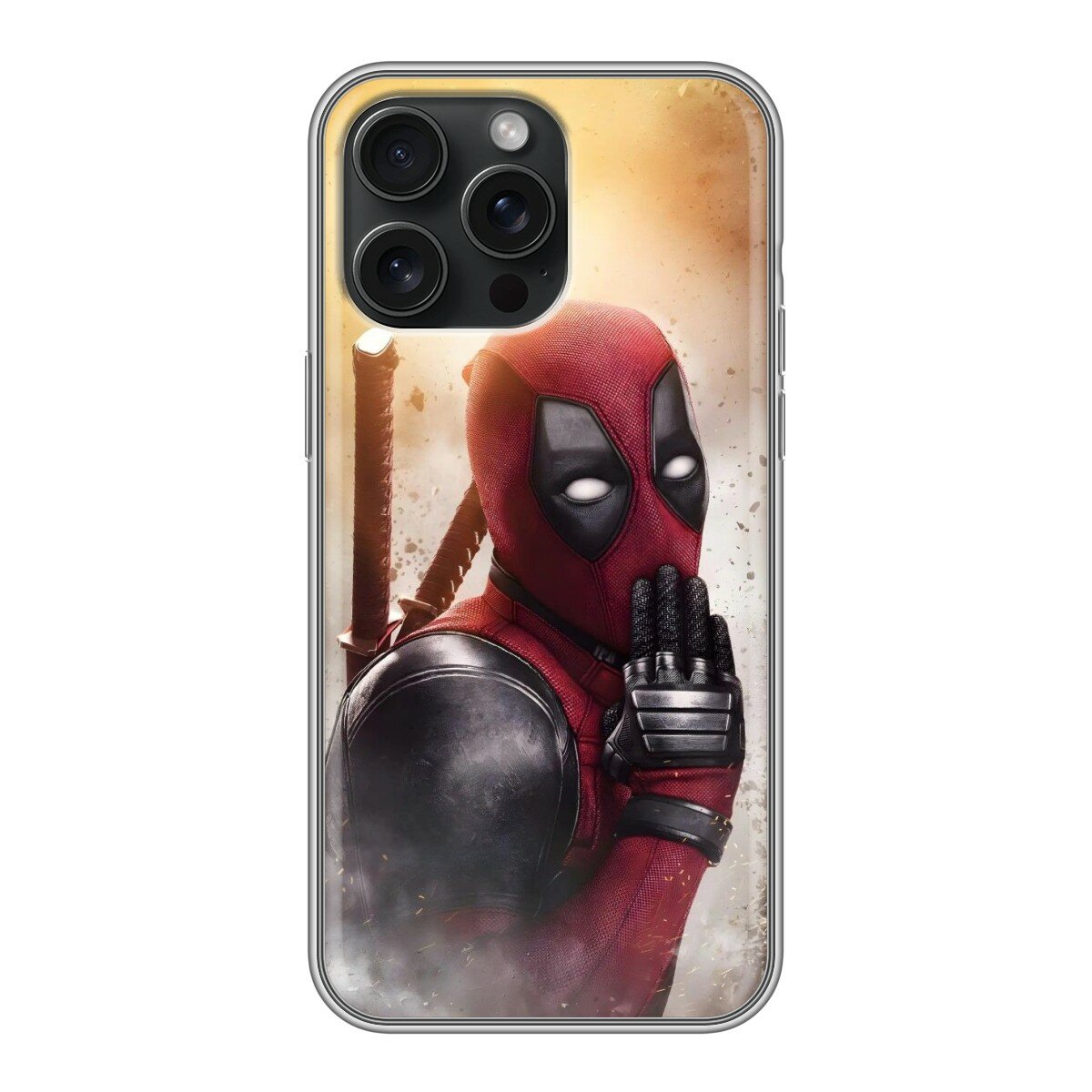 Чехол для Iphone 15 Pro Max с принтом для мальчиков с Дэдпулом (Айфон 15 Про Макс)