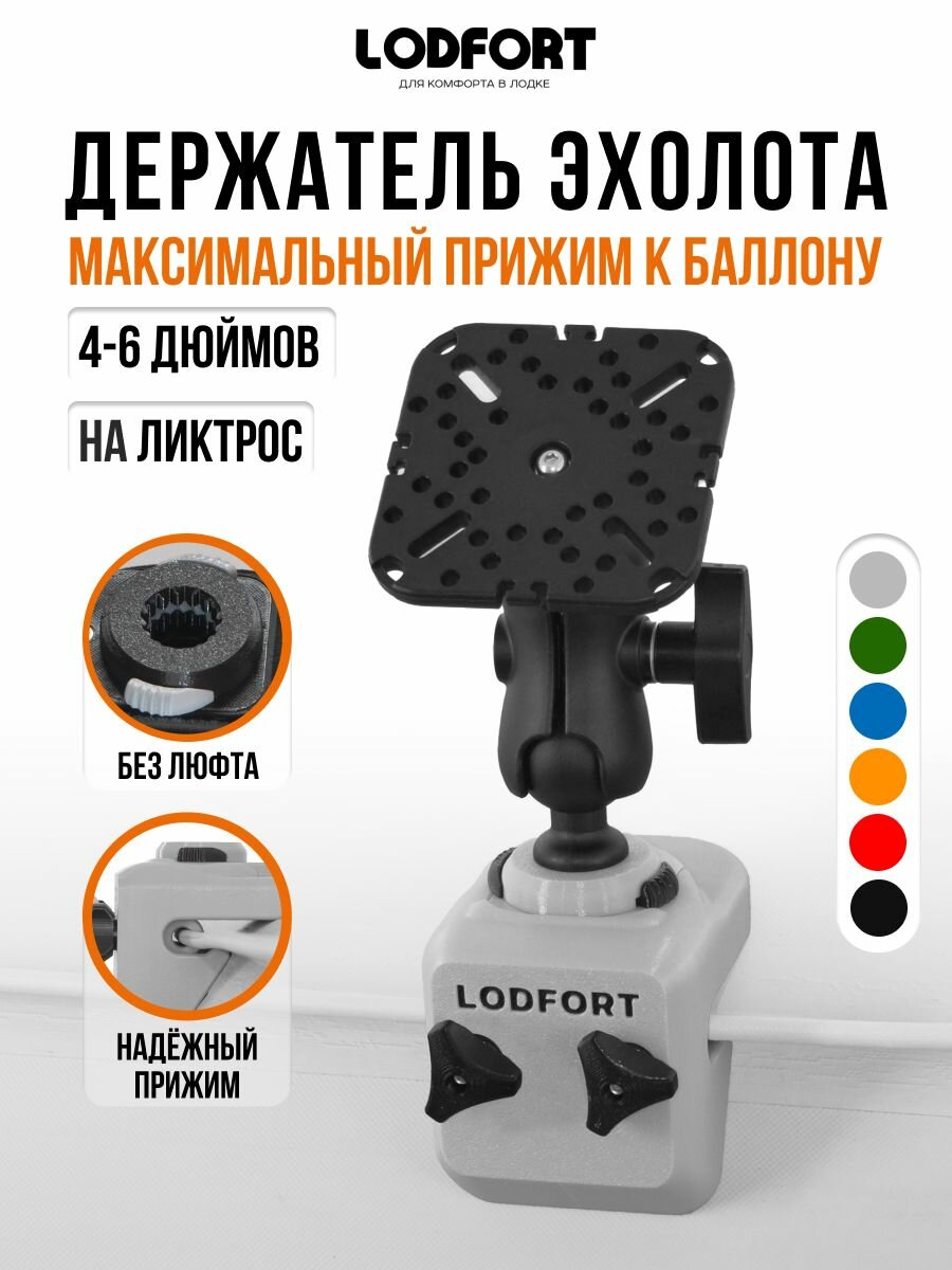 Держатель эхолота шарнирный Lowrance elite/Garmin striker на ликтрос 4", 5", 6" LODFORT универсальный, быстросъёмный