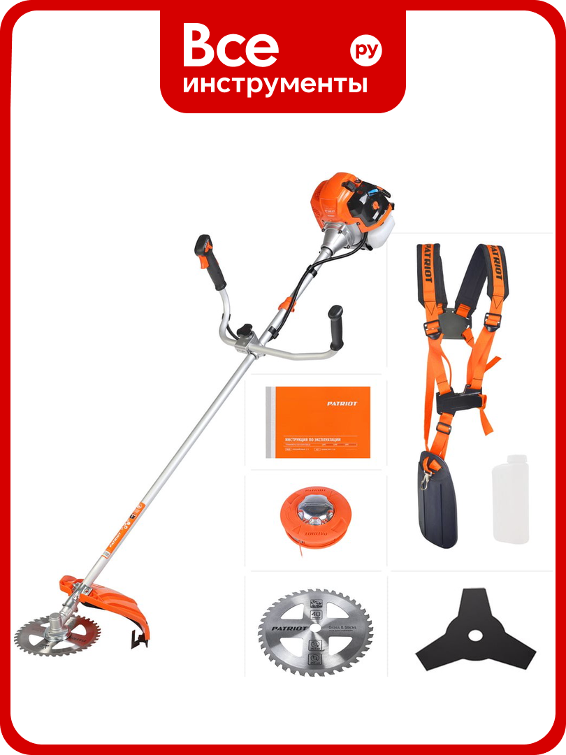 Бензиновый триммер PATRIOT PT 545 XT 1+1 250106221, двухтактный, с антивибрационной системой и U‑образной ручкой