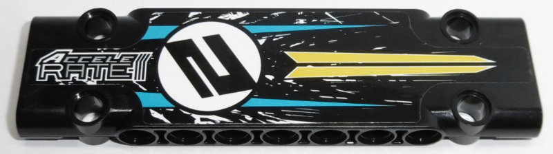 Technic, Panel Plate 3 x 11 x 1 with 'ACCELE RATE' and Number 2 Pattern (Sticker) - Set 42095, 15458pb022 Black U