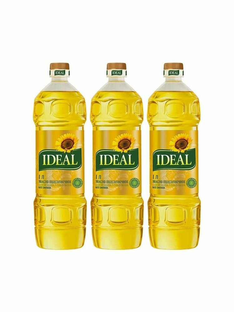 Ideal Масло подсолнечное рафинированное дезодорированное, 1 л, 3 шт