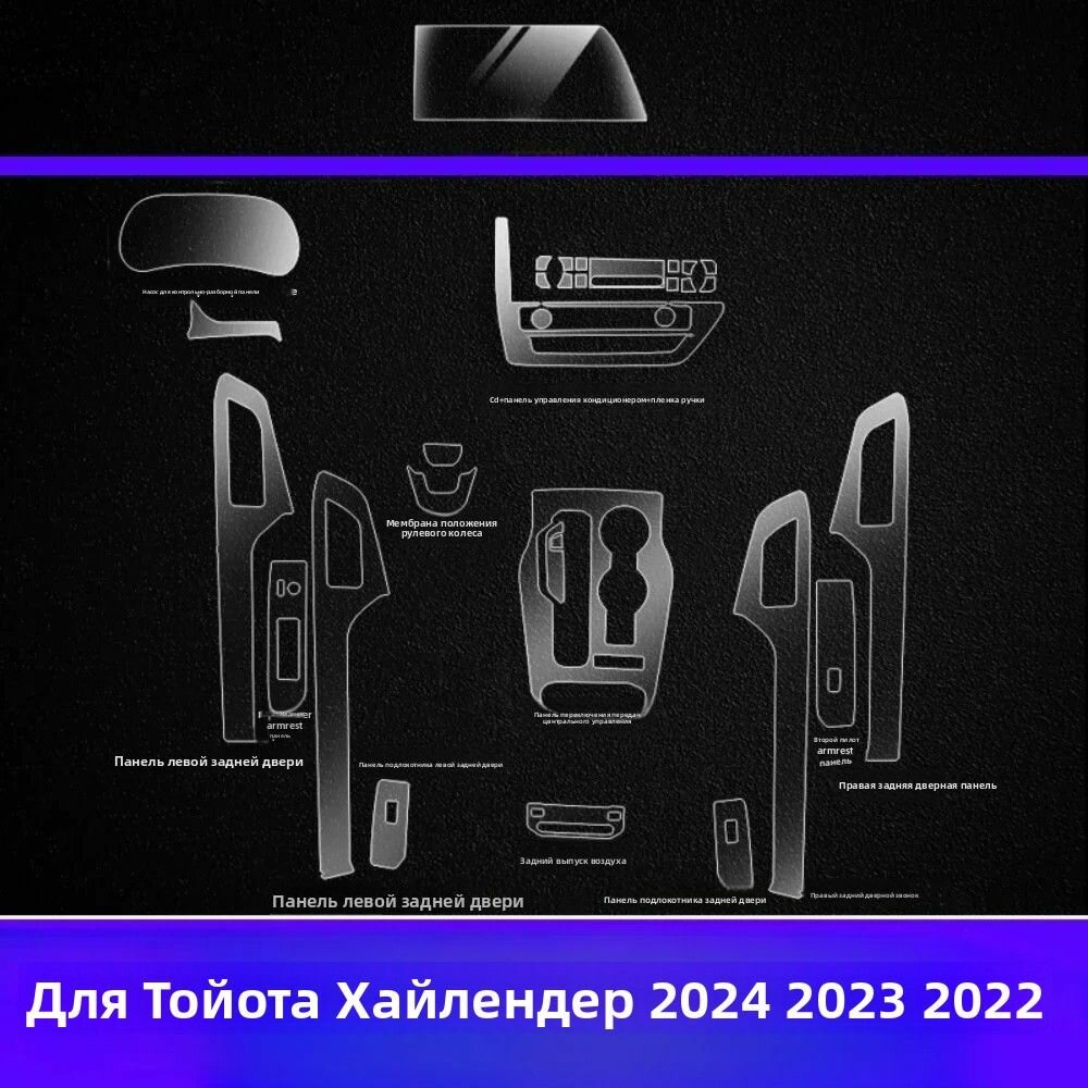 Для Toyota Highlander 2024-2025: Защитная пленка PPF прозрачная TPU для интерьера навигационная панель, центральная консоль, автомобильные аксессуары