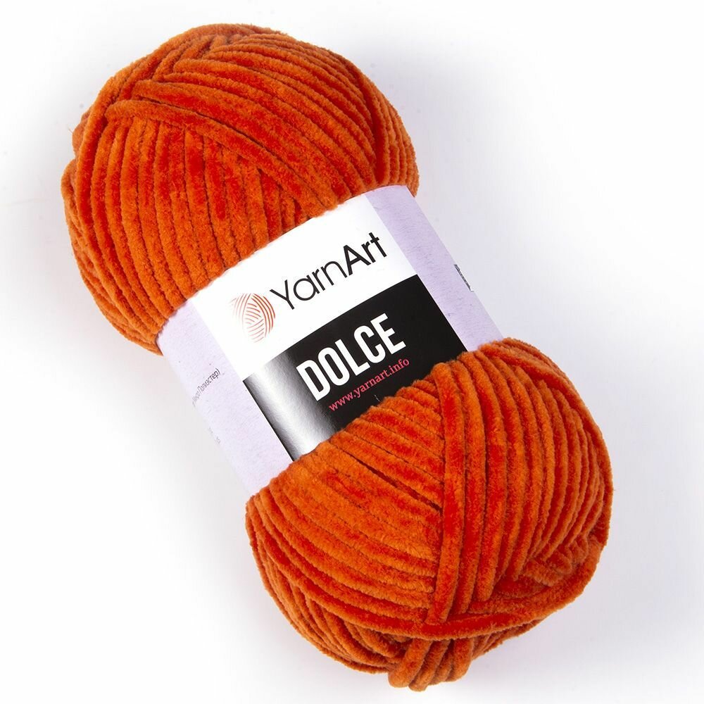 Пряжа Дольче (Dolce Yarnart) упаковка 5 мотков 100 г. 120 м. 100% микрополиэстер плюш 778 оранжевый