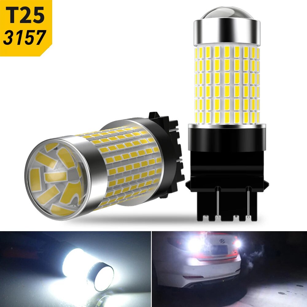 2 шт. T25 3157 P27/7W 3156 P27W 3457 светодиодные лампы Canbus без ошибок, резервные лампы высокой мощности 2000LM, без ошибок, фонари заднего хода 6000K 12v