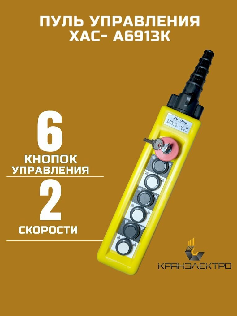 ХАС-А6913К, 6 кнопок, 2 скорости. Пульт управления кран балкой/ тельфером