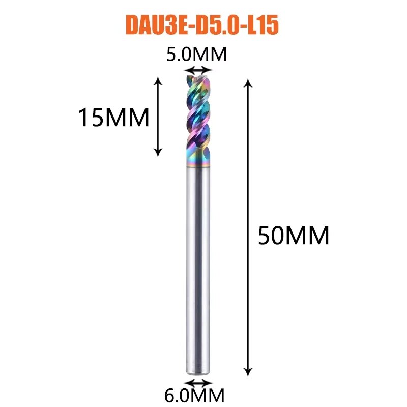 DREANIQUE 3-зубая концевая фреза из карбида вольфрама DAU3E DAU3E-D5.0-L15