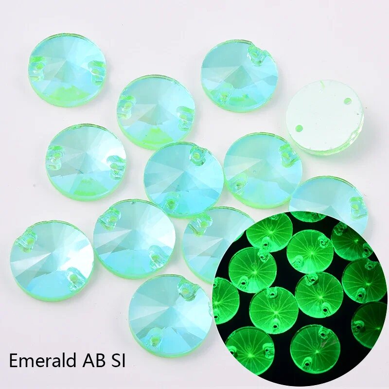 Стразы OLeeya Neon Glass Rivoli 8 мм 84 шт Зеленый, 12mm--48pcs, Emerald AB SI