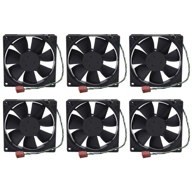 6шт 90x90x25 мм DC 12V 0.60A 4-Контактные Вентиляторы Охлаждения Процессора Компьютера