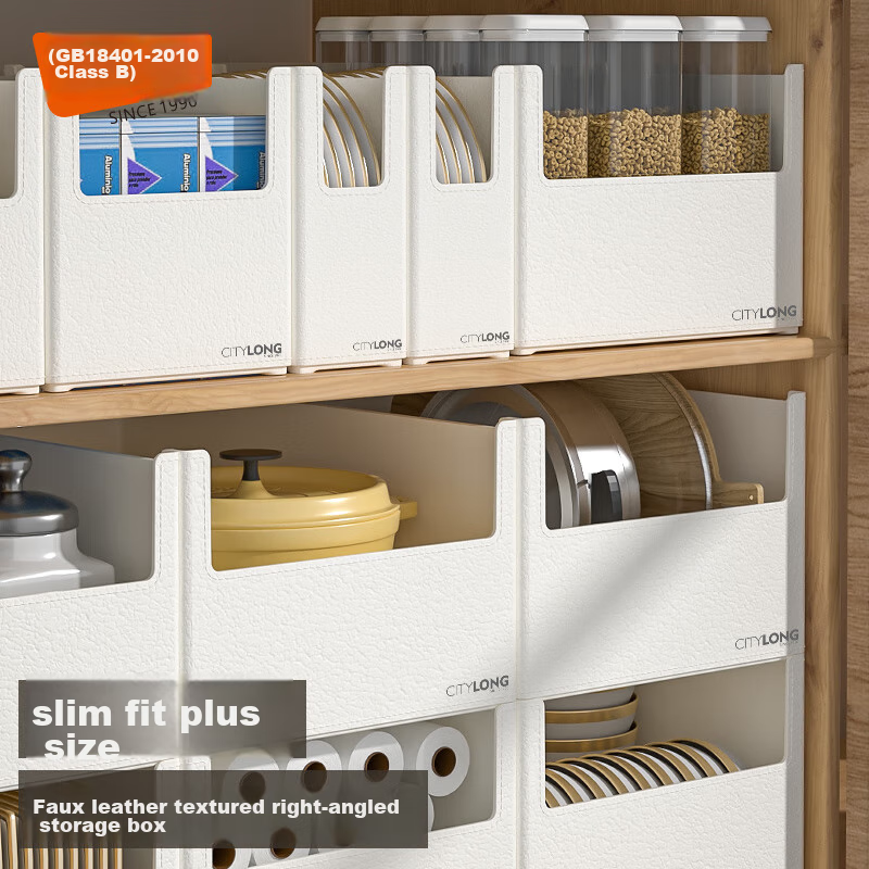 Citylong Right-Angle Storage Box, Drawer Kitchen Cabinet Organizer, Desktop Storage Box 2.4L Simple White