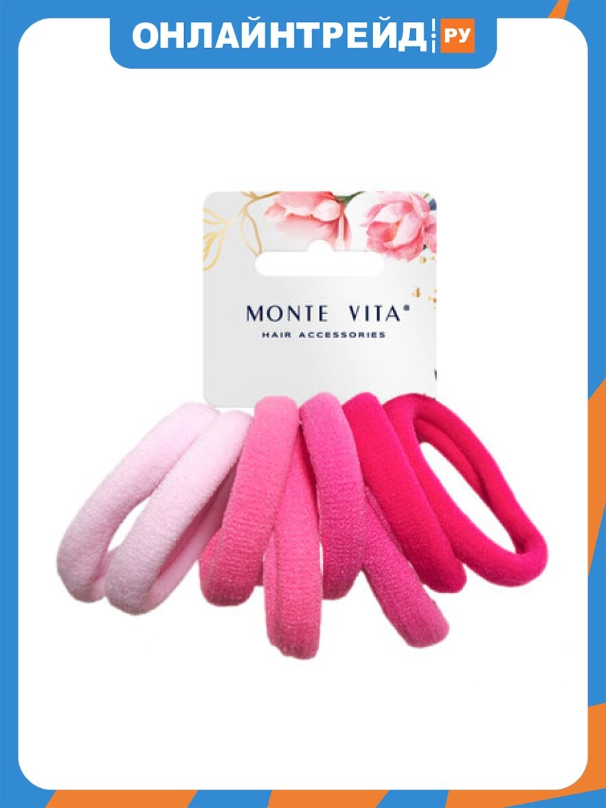 Резинки для волос Monte Vita 457048 мягкие, средние, оттенки розового 8 шт