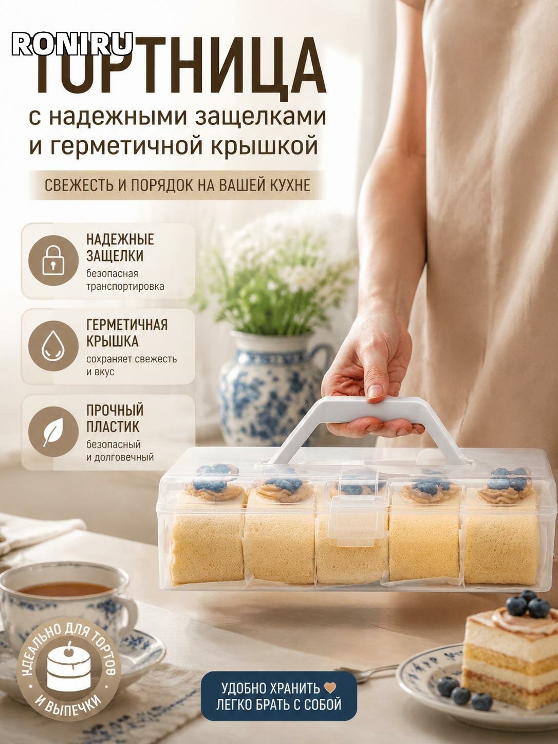 Тортница с надежными защелками и герметичной крышкой, пластиковый контейнер для хранения тортов и выпечки дома